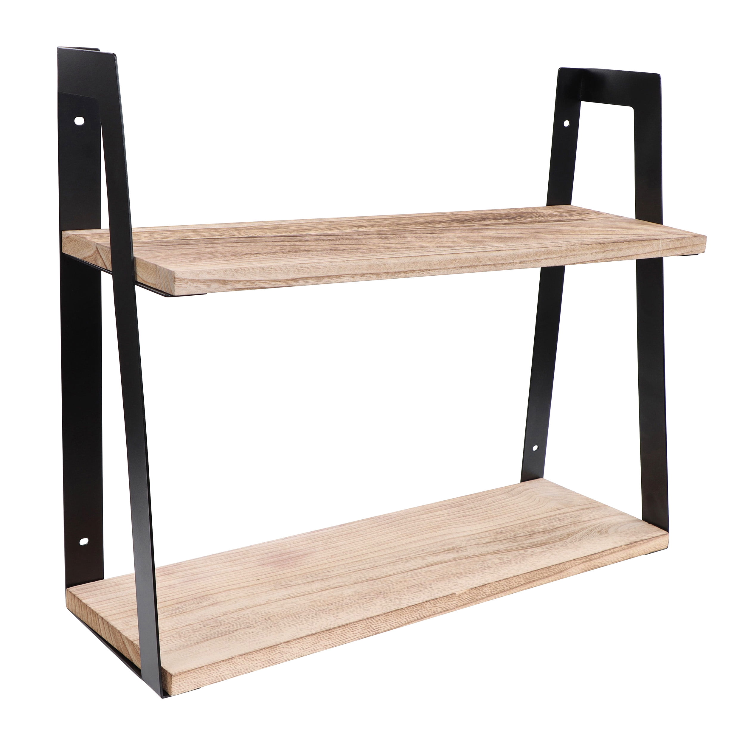 Creekview Home Emporium 2 Tier Bookshelf Black Wall Shelf with 2 Wooden ...