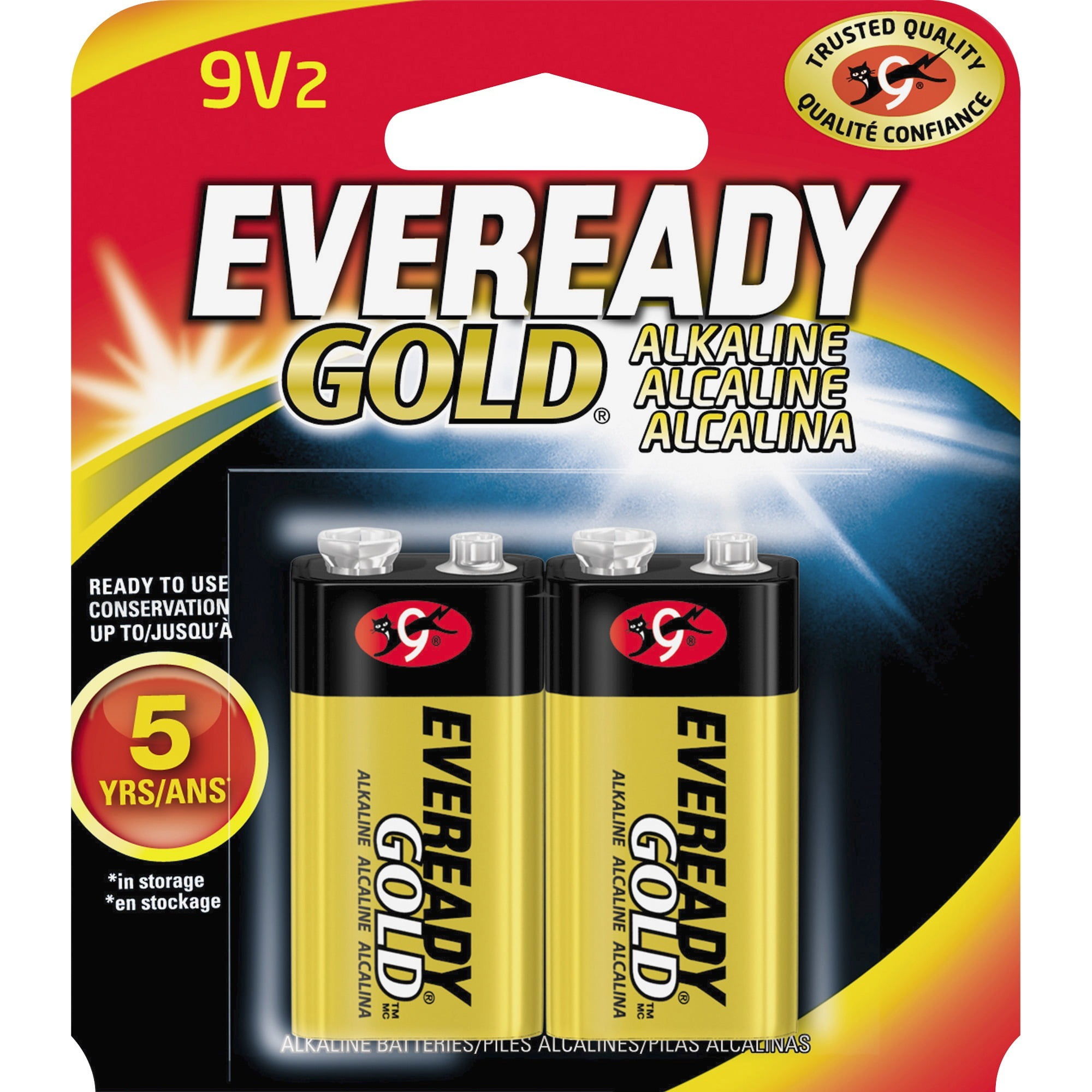 Eveready, EVEA522BP2, Gold Alkaline 9-Volt Batteries, 2 / Pack, Red ...