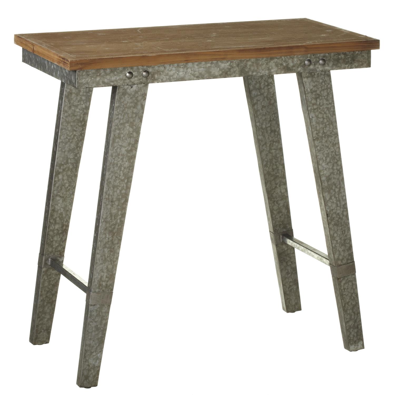 CBK Metal Tall Natural Top Galvanized Leg Console Table 154310 ...