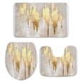 Abstract Art Bathroom Rugs Set Gold Color Block Brown Back ...