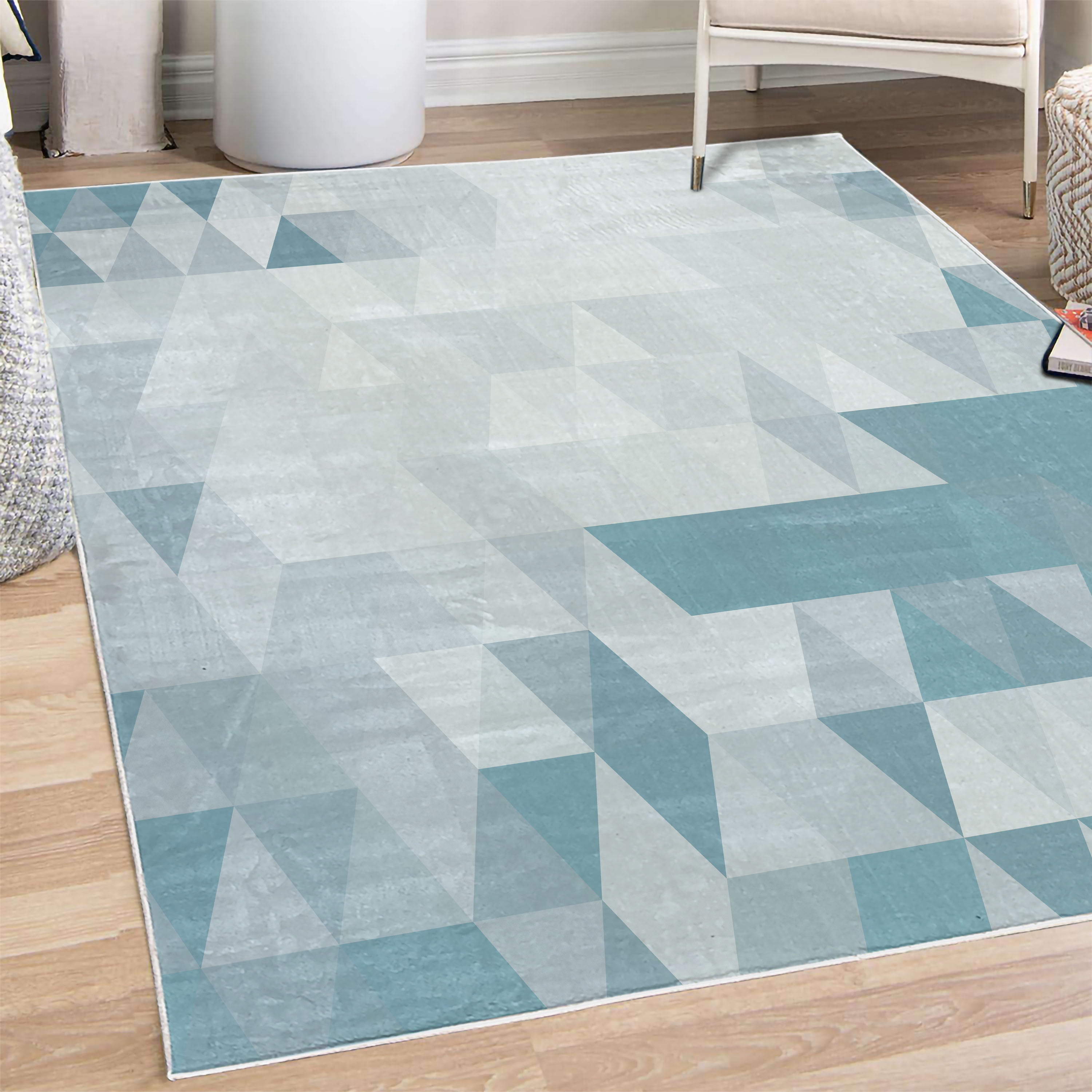 Geometric Decorative Rug, Triangle Mosaic Shapes Patterns with Abstract ...