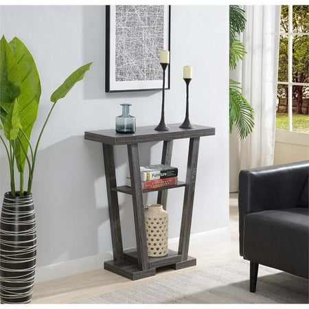 Convenience Concepts Newport "V" Console Table in Gray Wood Finish ...
