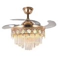 FINE MAKER 42" Crystal Ceiling Fan with Light Remote Chandelier with ...