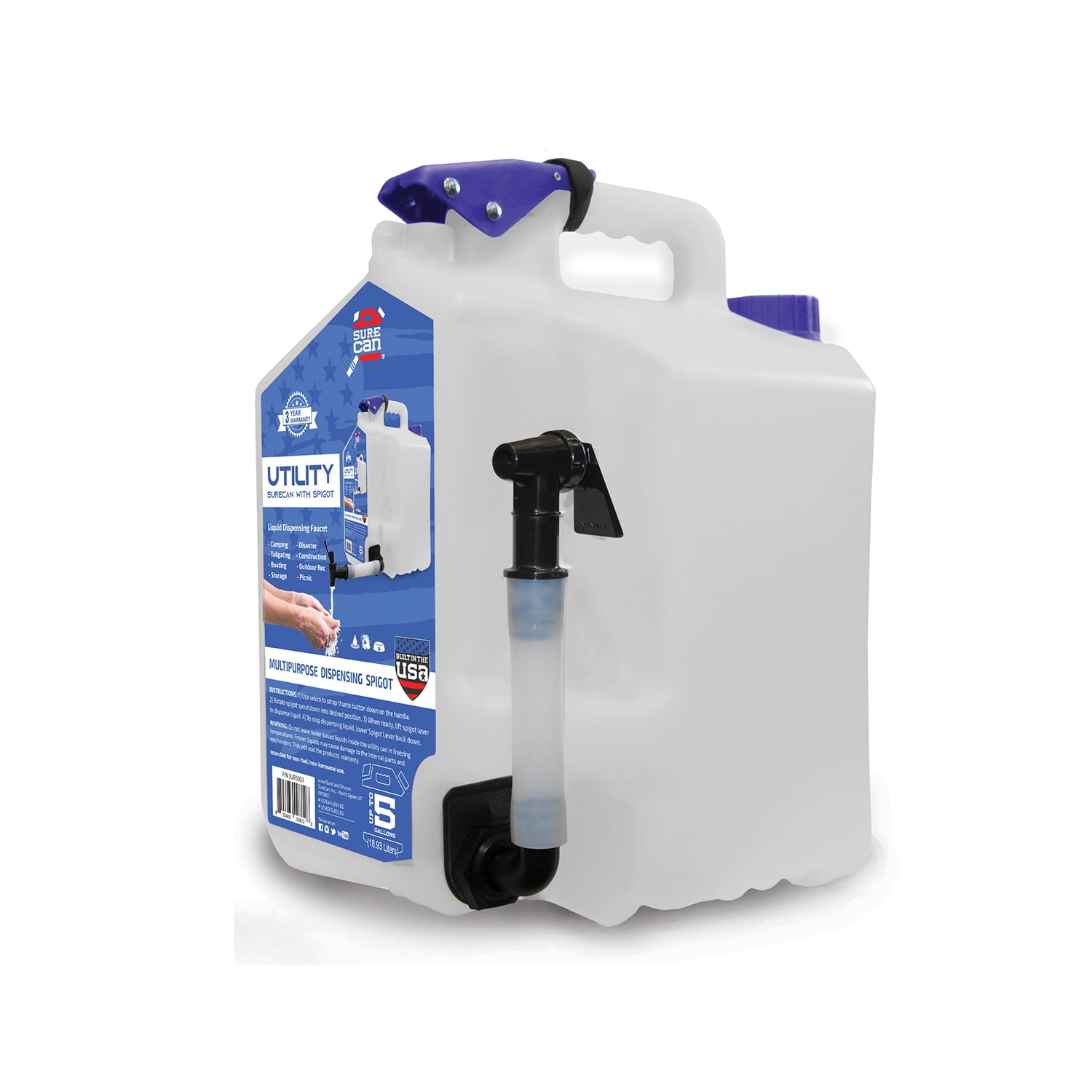 SureCan SUR5SU1 Camping Portable Water Station 5 Gallon Utility Tank ...