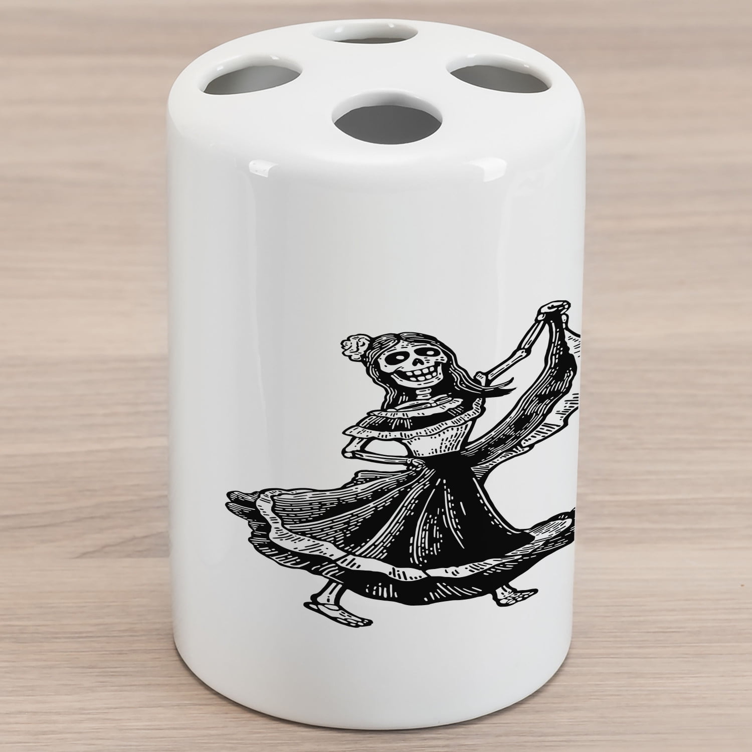 Skeleton Ceramic Toothbrush Holder, Day of the Dead Dancing Male Female ...