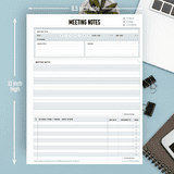 Meeting Notepad for Organization - 8.5 x 11” Meeting Pad - 50 Tear Off ...