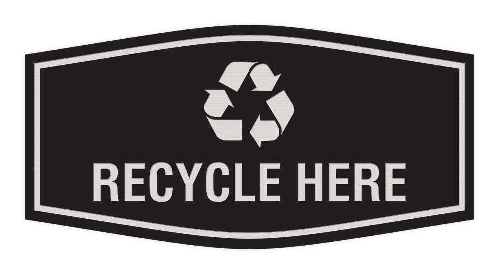 Fancy Recycle Here Sign (Black / Silver) - Large - Walmart.com