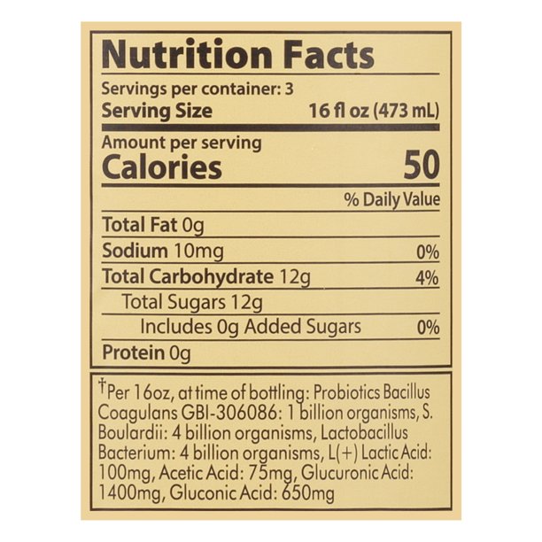 Kombucha Nutrition Facts Label | Besto Blog