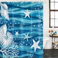 Blue Starfish Coastal Bathroom Shower Curtains with 12 Hooks Waterproof ...