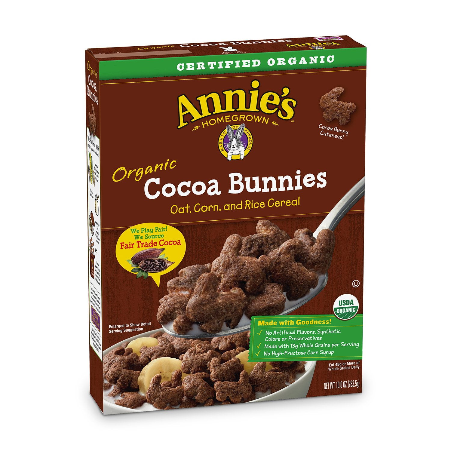 Annies Organic Cereal Cocoa Bunnies Oat Corn Rice Cereal 10 Oz