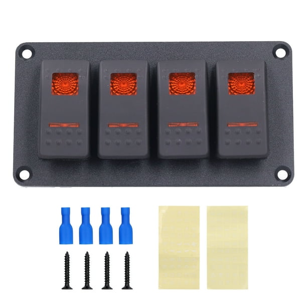 4 Gang Rocker Switch Panel LED Backlight 5‑Pin Overheat Protection for ...
