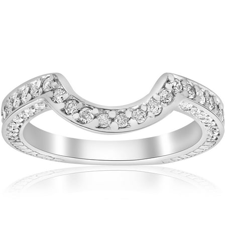 3/4ct Diamond Notched Wedding Guard Ring Enhancer Vintage Milgrain 14k ...