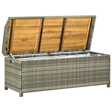 Outdoor Deck Box Bench with Cushion All-Weather Storage with Backrest ...