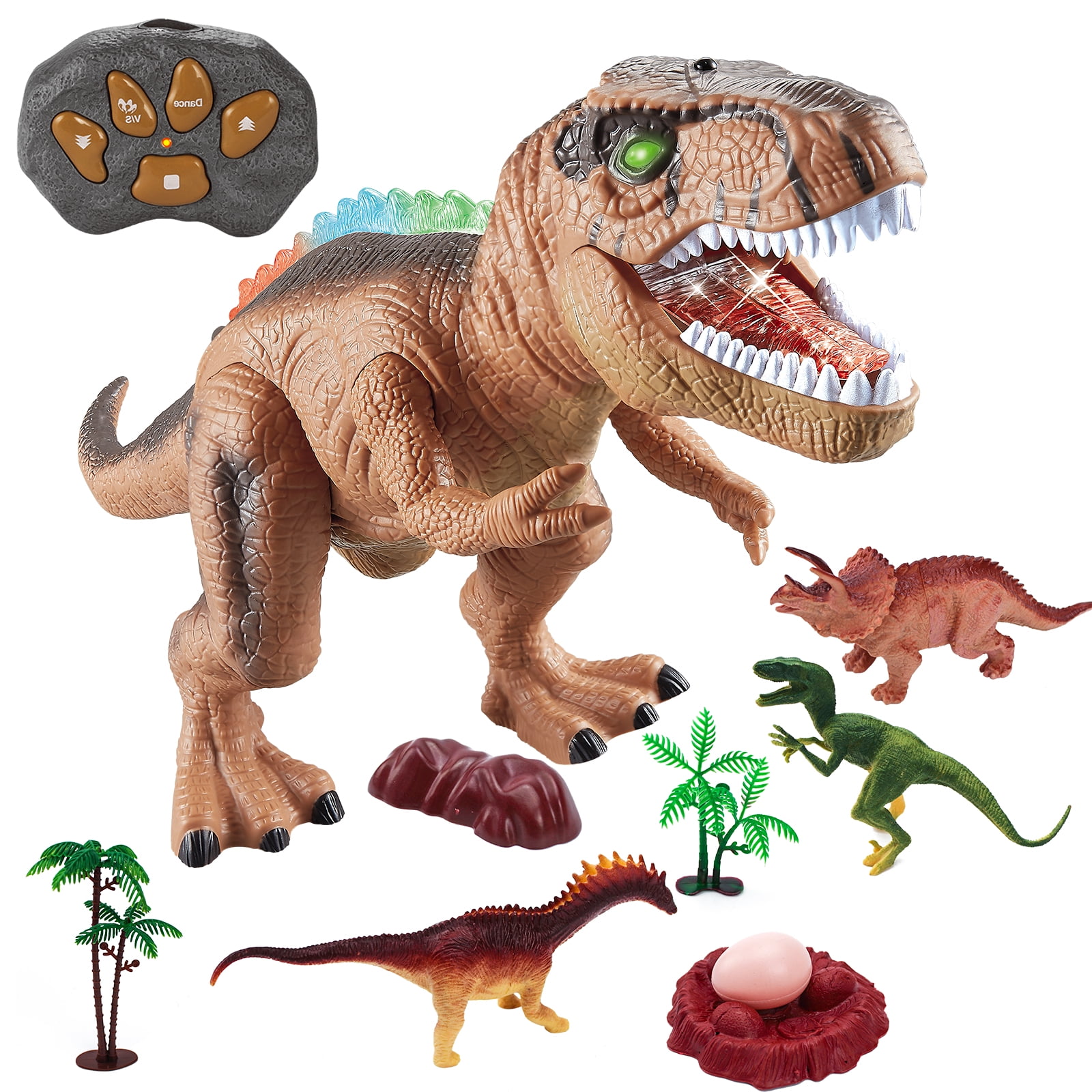 WISHTIME Remote Control Dinosaur ElectricToy Kids RC Animal Toys LED ...