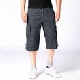 Cargo Shorts Men Casual Outdoor Hiking Twill Elastic 3/4 Capri Pants ...