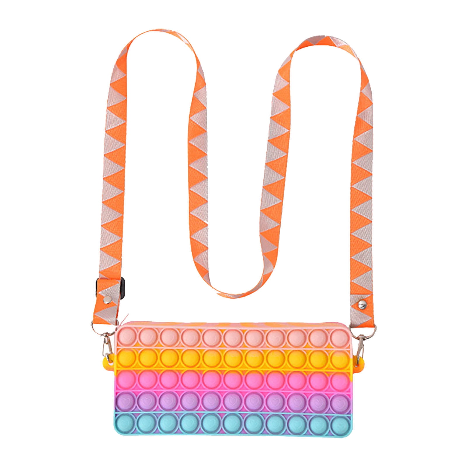 Flywake Pop Shoulder Bag Fidget Toys Rainbow Simple Pop Fidget Bag Toy ...