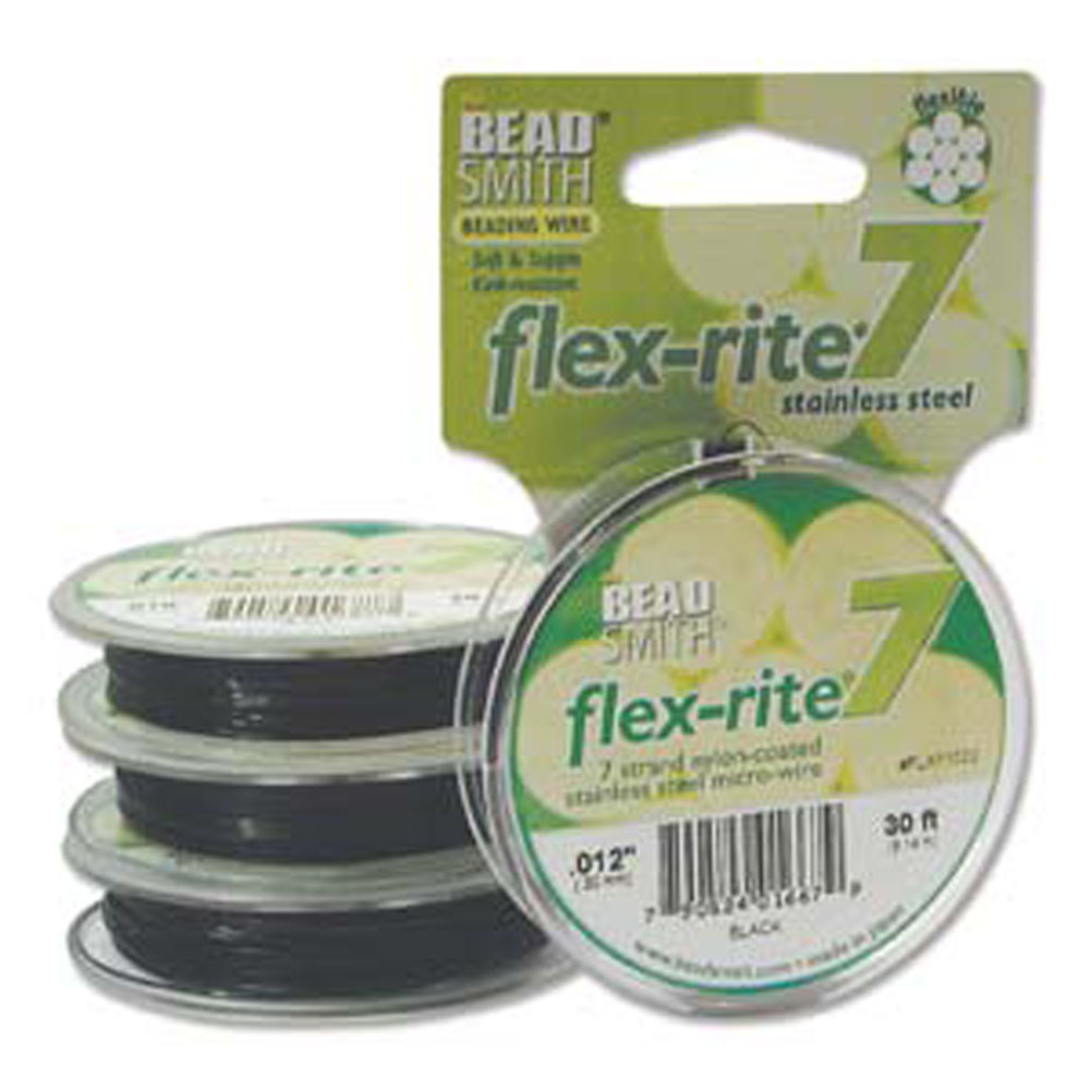 Black Flex Rite Beading Wire .012" 30' 7 strand 8lb Break - Walmart.com