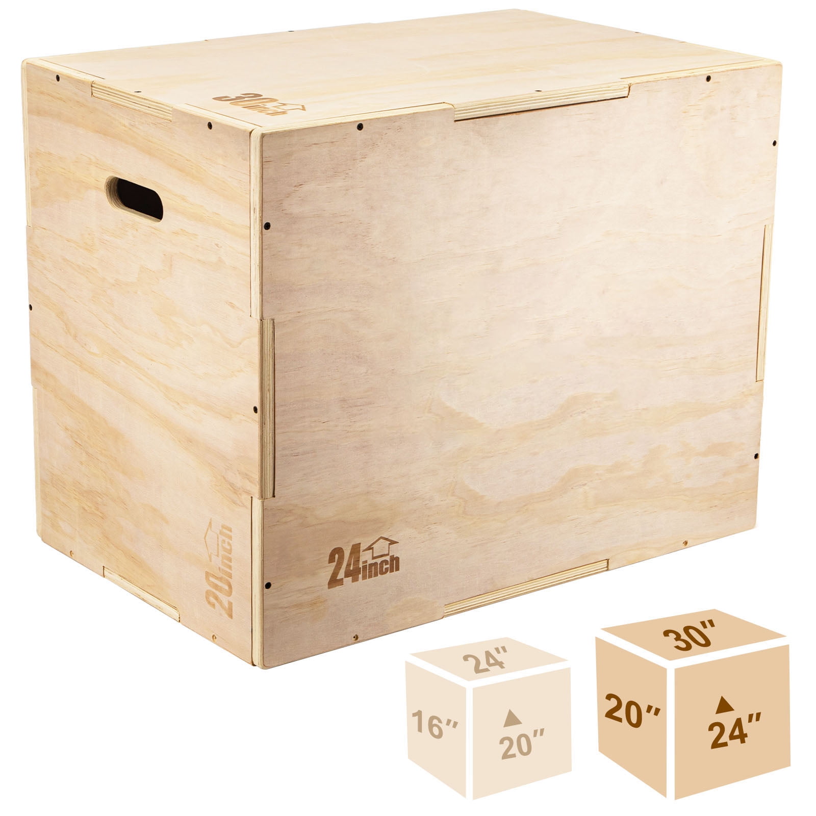 BENTISM 30x20x24 Wood Plyo Box 441LB Capacity Exercise Box Plyometric ...