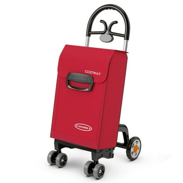 Costway Portable Shopping Trolley, Folding Utility Cart with Swivel ...