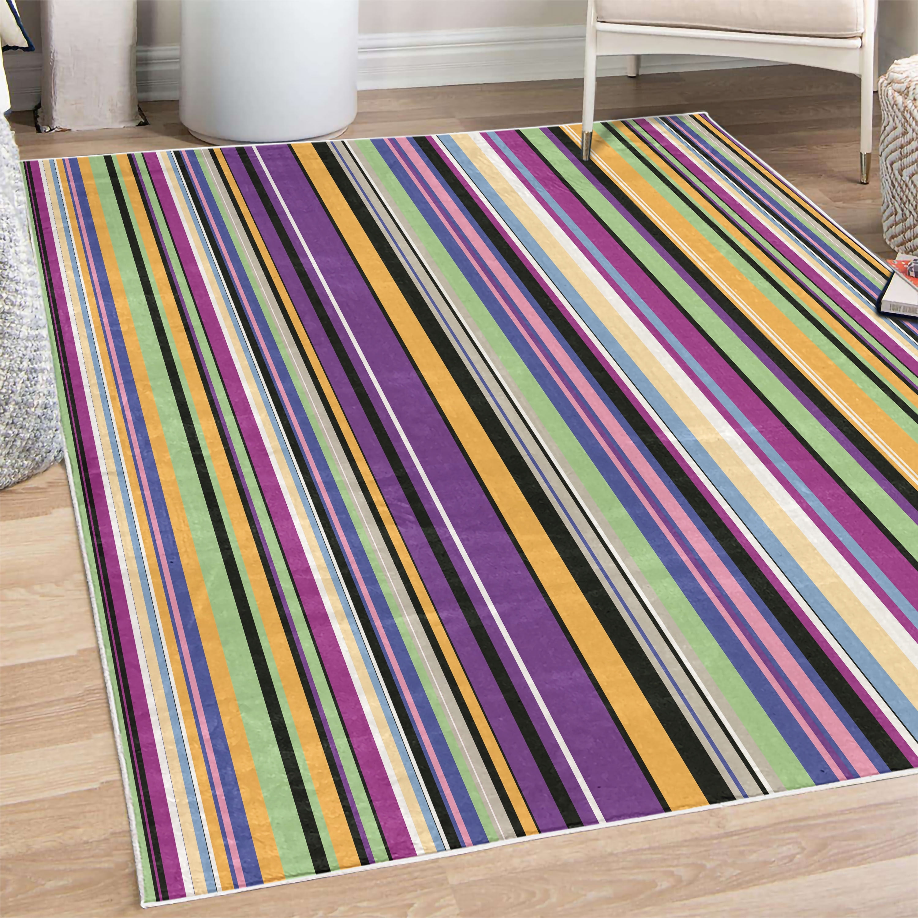 Abstract Decorative Rug, Barcode Lines Like Stripes Vertical Pattern ...