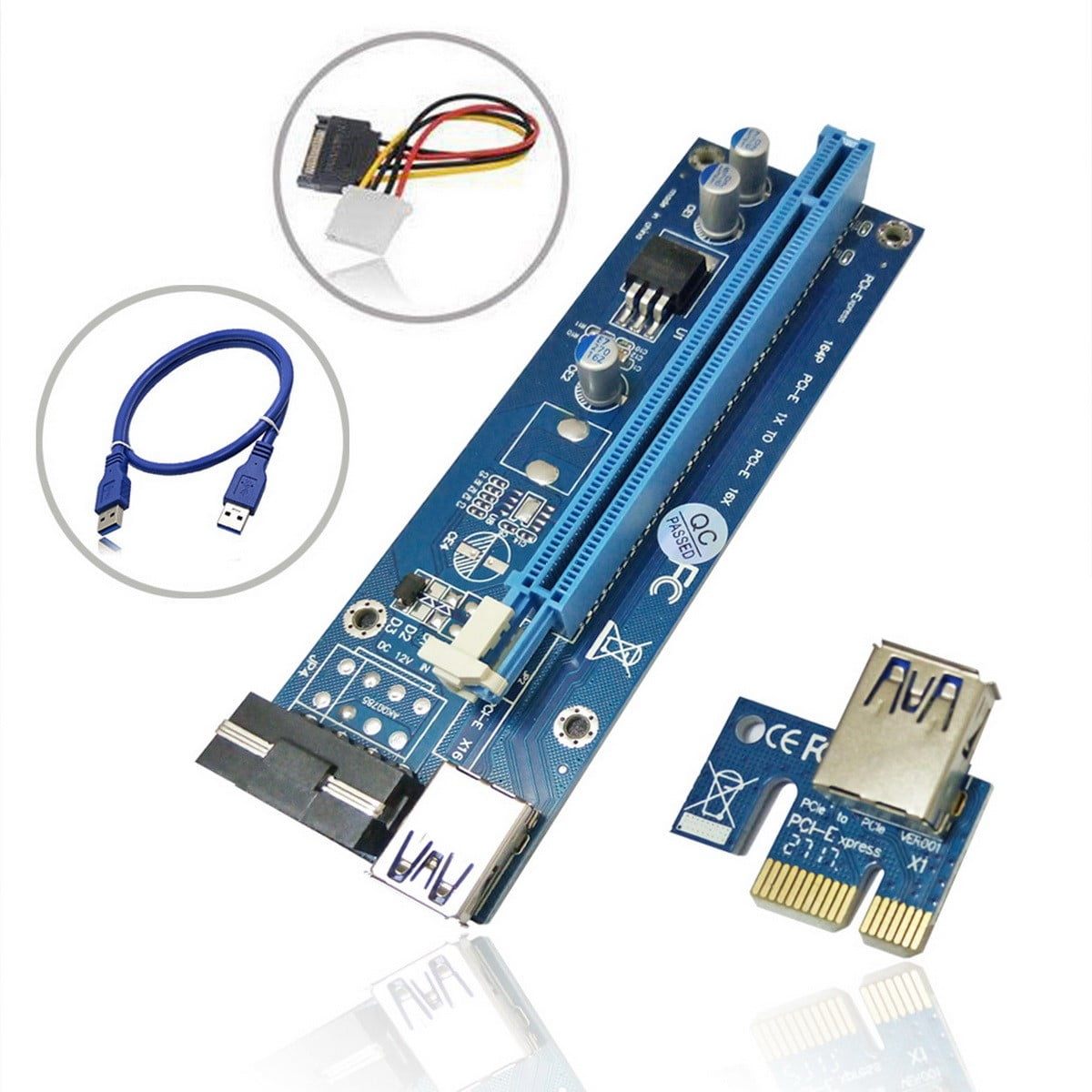 GPU Riser Extender Cable with USB 3.0 Extension Cable 4Pin Power for ...