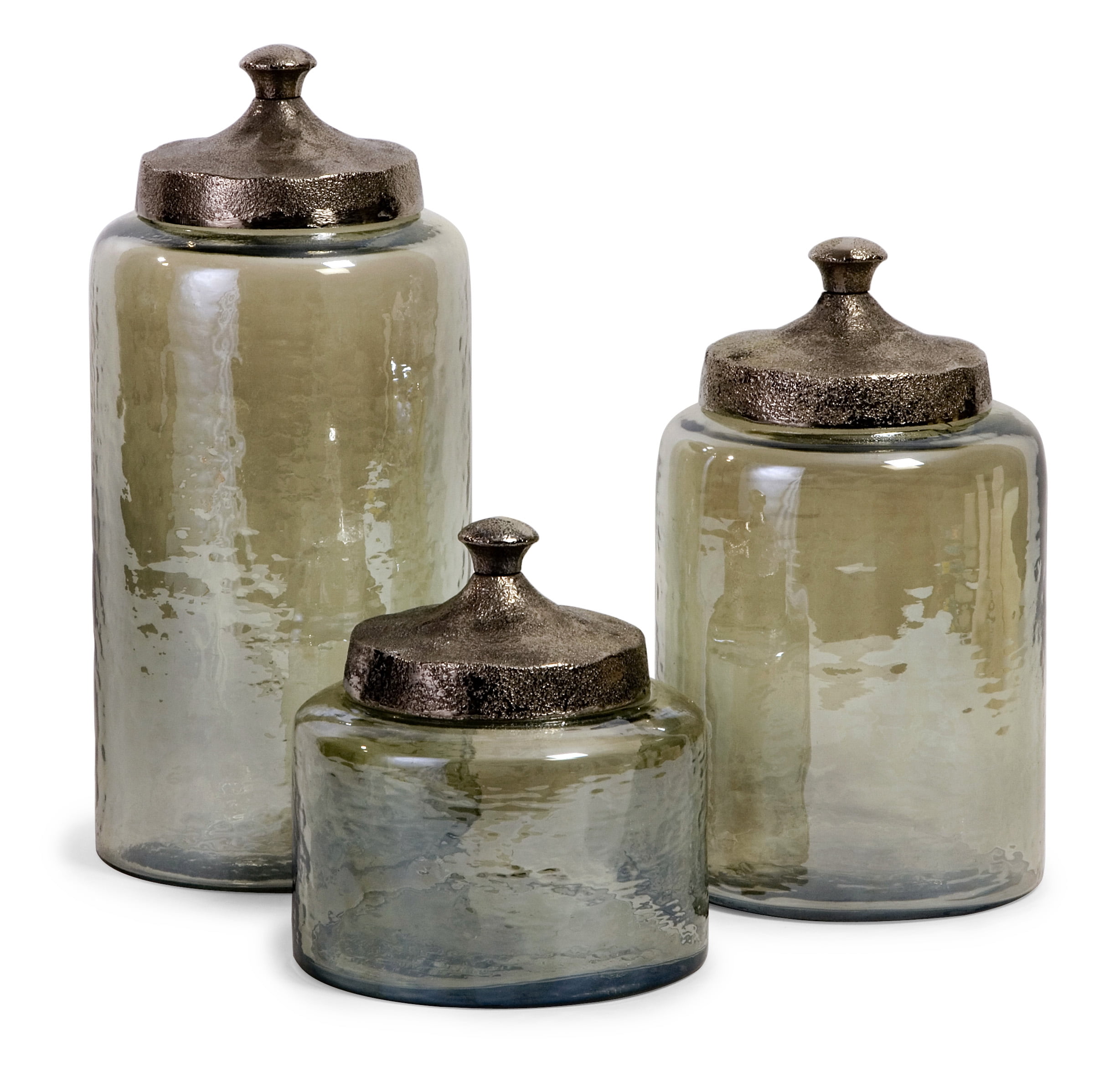 Round Green Luster Canisters - Set of 3 - Walmart.com