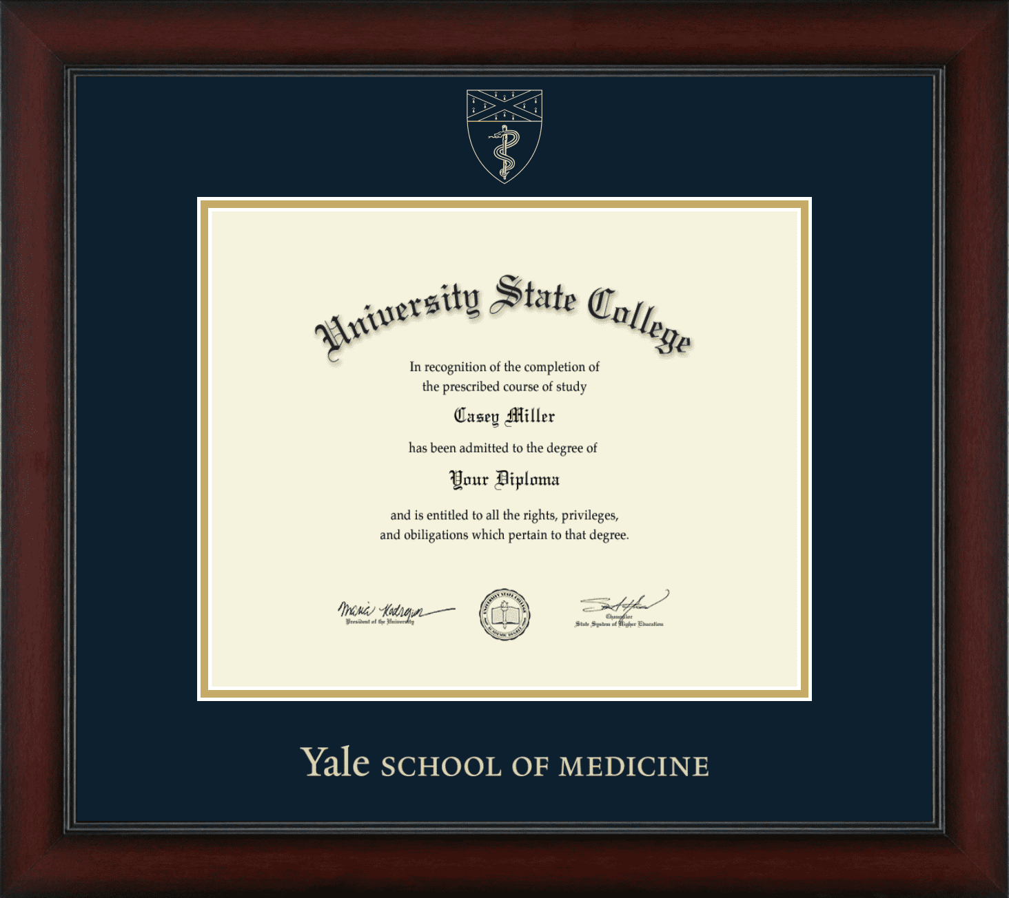 Yale University School of Medicine Diploma Frame, Document Size 12.625 ...