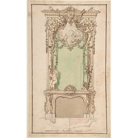 Design for Mantelpiece and Elaborate Overmantel Poster Print by ...