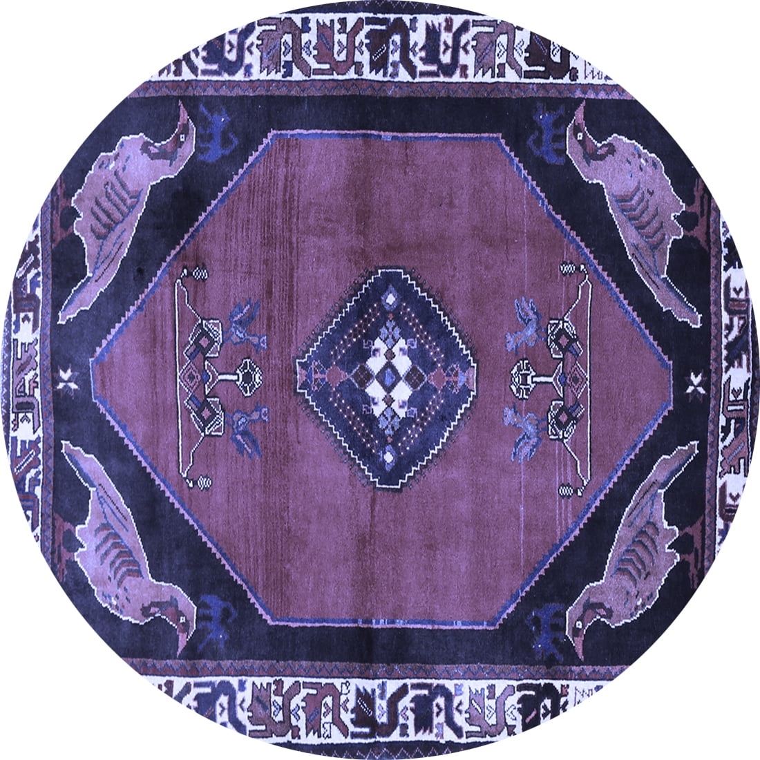 Ahgly Company Indoor Round Persian Blue Traditional Area Rugs, 5' Round ...
