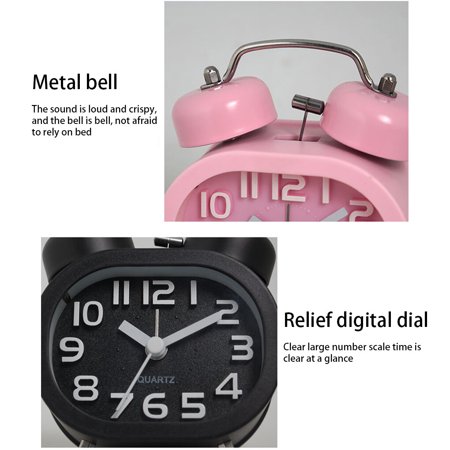 justharion Alarm Clock Non-Tick Sweeper Bedroom Glass Mirror Timepiece ...