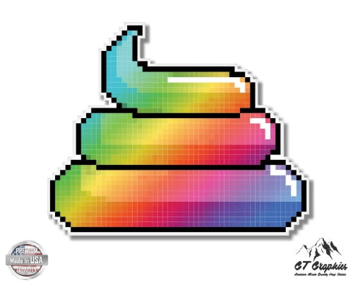 Rainbow Poop Pixelated Design - 5" Vinyl Sticker - For Car Laptop I-Pad ...