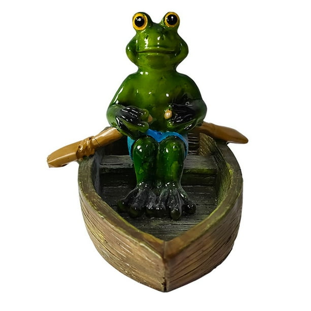 The Frog Garden Statue Water Floating Pond Decoration Cute Rowing Frog ...