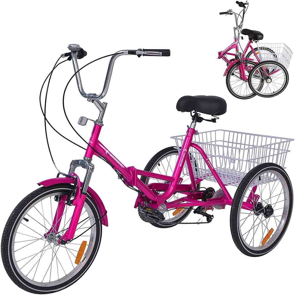 Lilypelle Folding Tricycle 20" Wheels Unisex Bikes 7 Speed Adult Trike ...