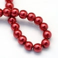 Baking Painted Pearlized Glass Pearl Round Bead Strands FireBrick 6~7mm ...