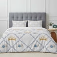 Blue Flowers Twin Duvet Cover Set, Watercolor Crown Floral Vintage ...