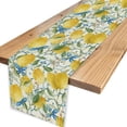 Blue Lemon Table Runner, Watercolor Summer Fruit Italian Blue Tiles ...