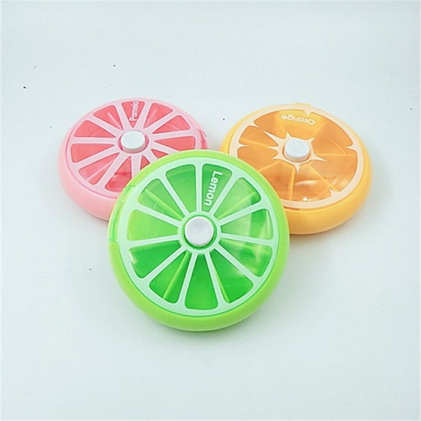 Fruit Print Mini Round Weekly round pill container Travel Medicine ...