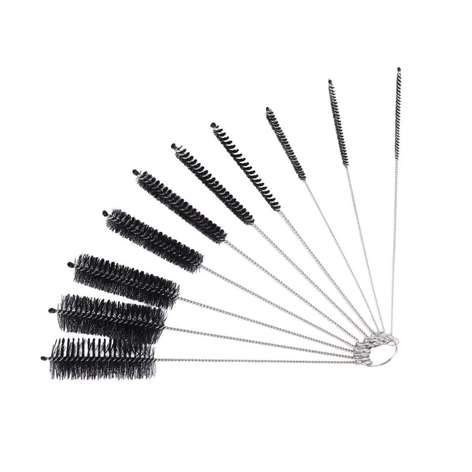 Flexible Nylon Cleaning Bottle Brush - Set of 10, Black - Ideal for ...