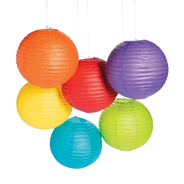 12" Solid Color Paper Lantern Asst - Party Decor - 12 Pieces - Walmart.com