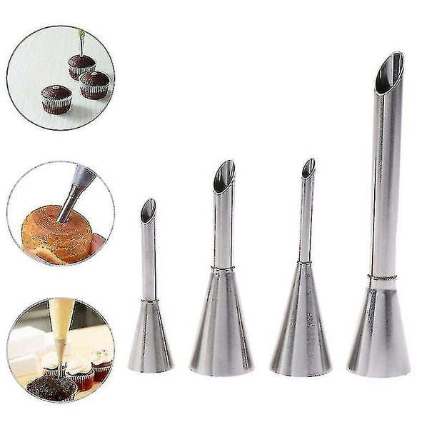 4pcs Eclair Puff Nozzles Cupcake Filling Tube Pastry Syringe Cream ...