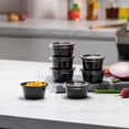 2 oz - 100 Sets Black Disposable Plastic Portion Cups with Lids, Small ...