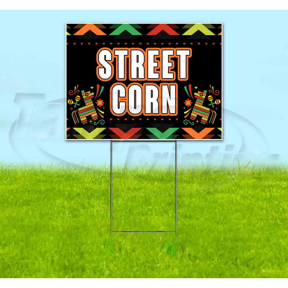Fiesta Street Corn (18" X 24") Yard Sign, Includes Metal Step Stake ...