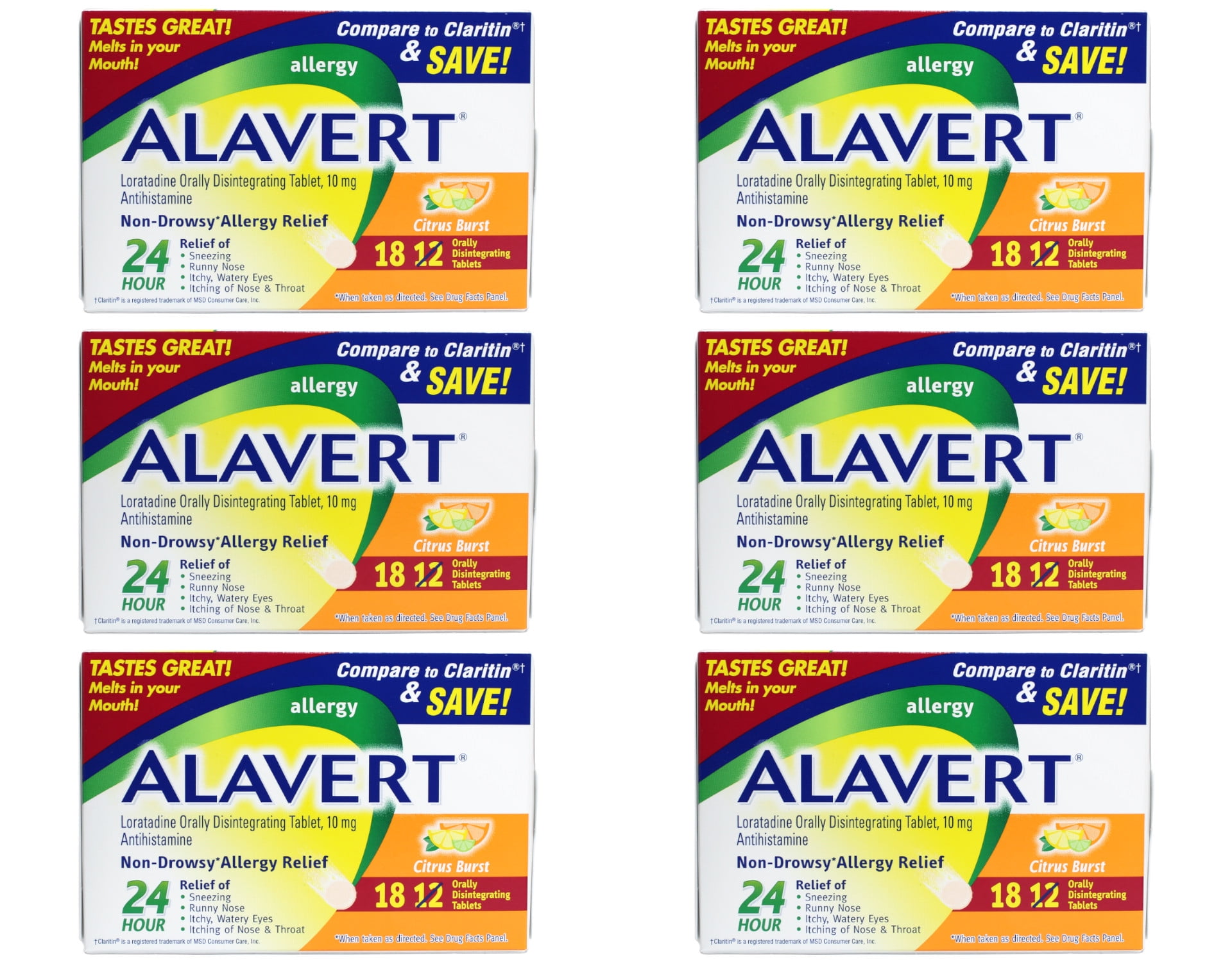 Alavert Quick Dissolving Non-Drowsy Allergy Relief Tabs Citrus Burst 18 ...