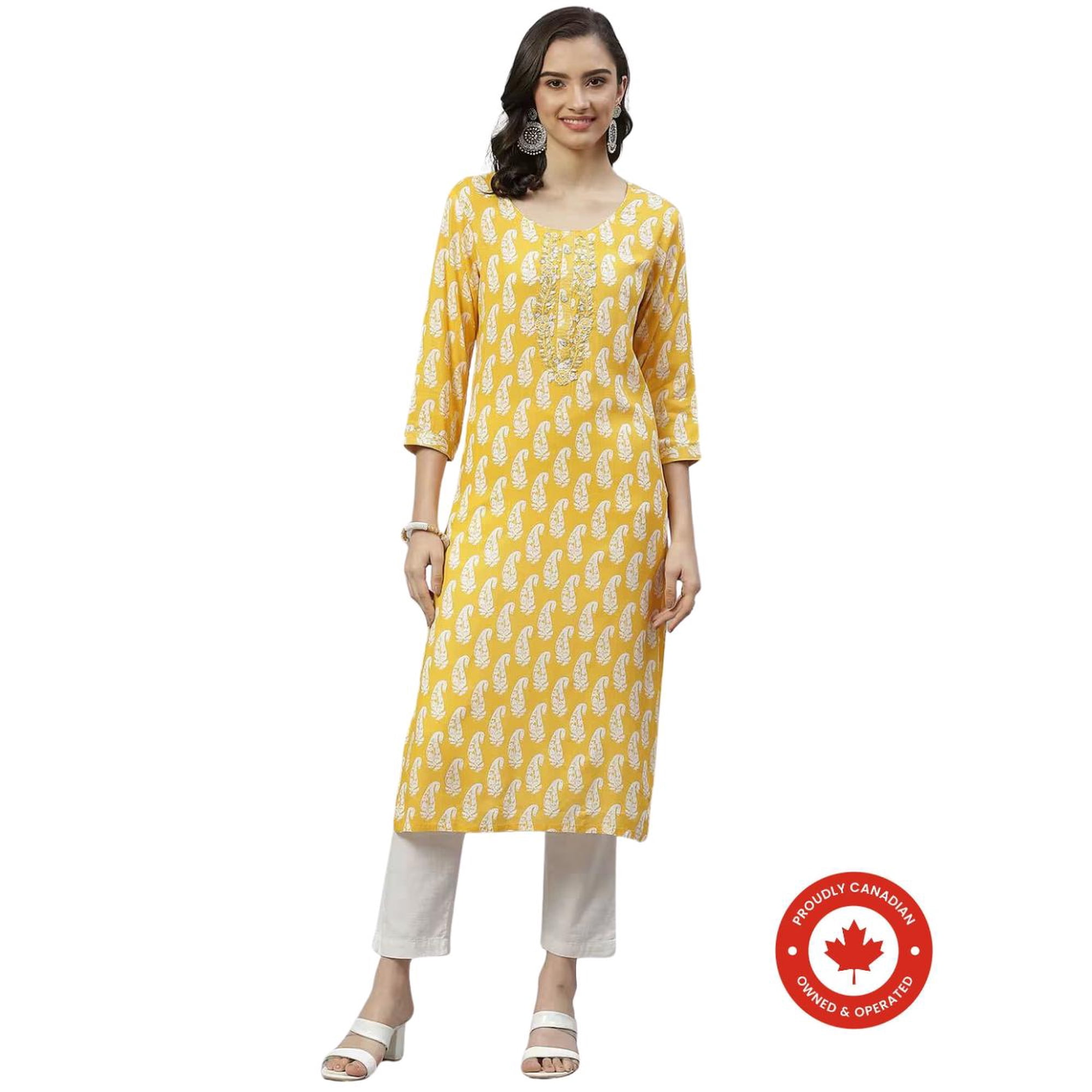 Click here for Dweepsara Dweep Sara Womens Yellow Paisley Print S... prices