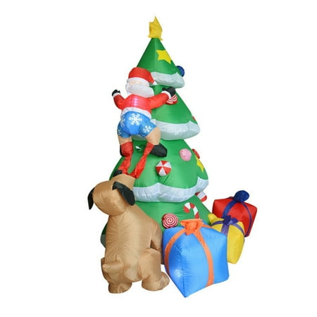 Wangscanis Christmas Inflatable Model with Light, Dog Bite Tree Santa ...