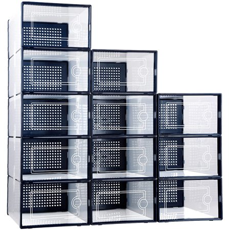 Clear Plastic Stackable Shoe Storage Boxes for Closet Blue, Shoe ...