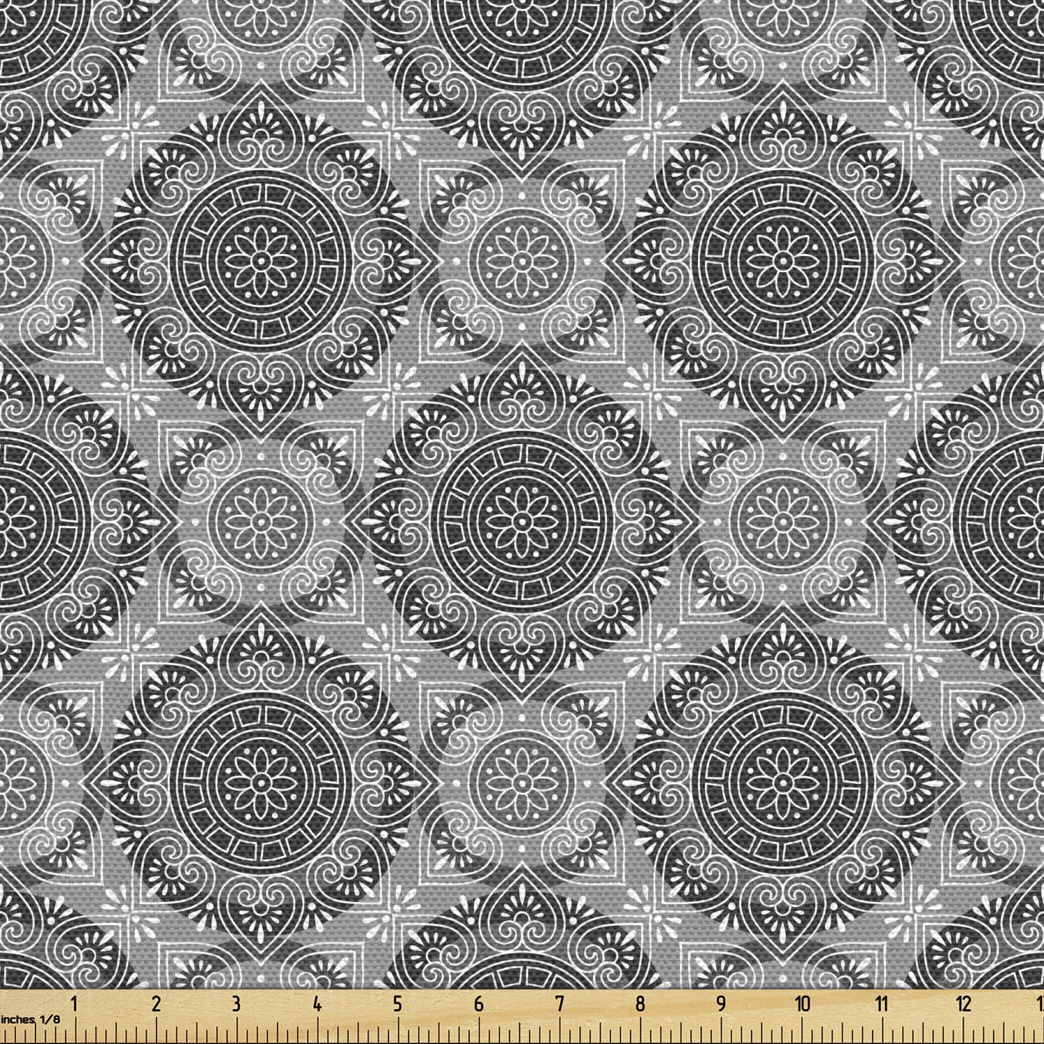Grey Sofa Upholstery Fabric by the Yard, Antique Pattern with ...