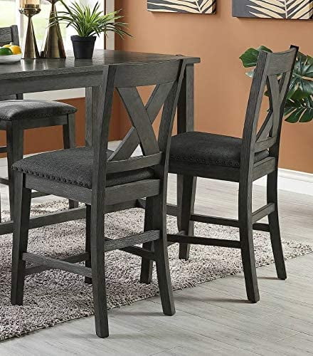 Set of 2 Modern Counter High Chair with X Cutout Panel Design and ...