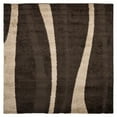 SAFAVIEH Florida Ellen Abstract Shag Area Rug, Dark Brown/Beige, 4' x 4 ...