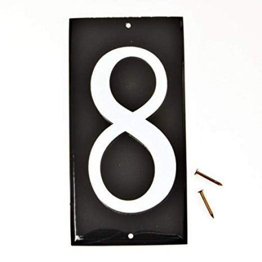 2 each: 3-1/2 Reflective Aluminum House Numbers (8) on 5 Black Panel ...